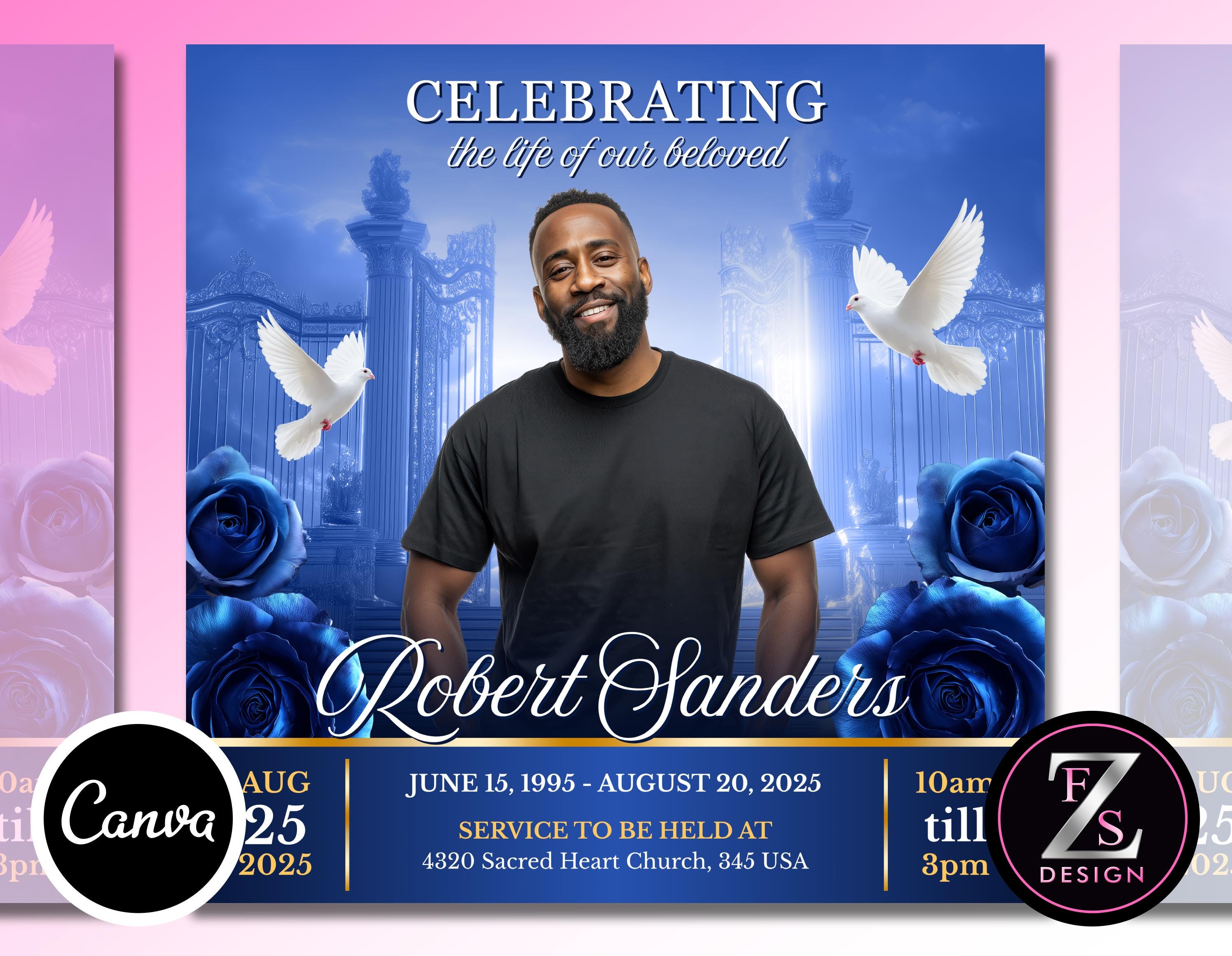Memorial Funeral Announcement Flyer, Rest in Peace Flyer, Editable ...