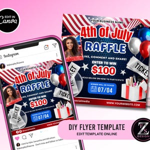 4th of July Raffle Giveaway Flyer, DIY Holiday Flyer, Giveaway Flyer ...