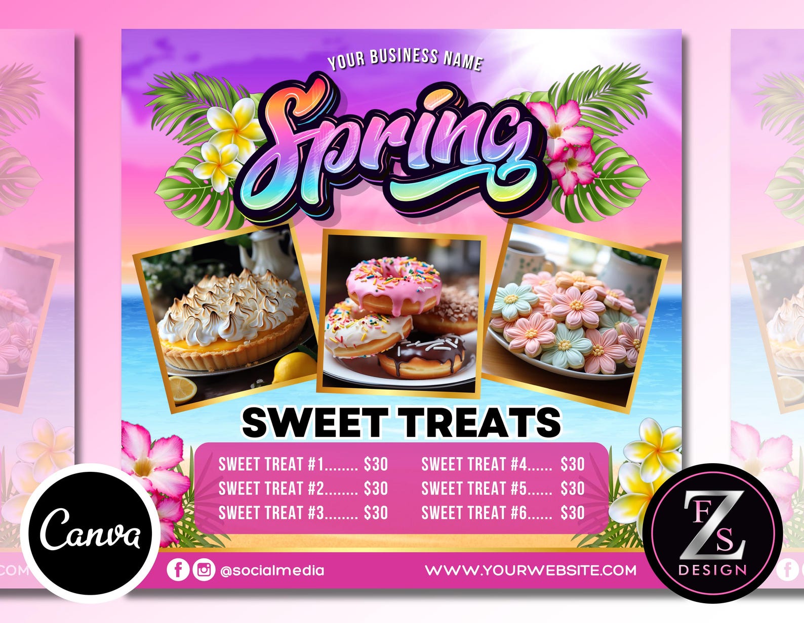 Spring Bake Sale Flyer, Bakery Flyer, Spring Sweet Treats Flyer, Spring ...
