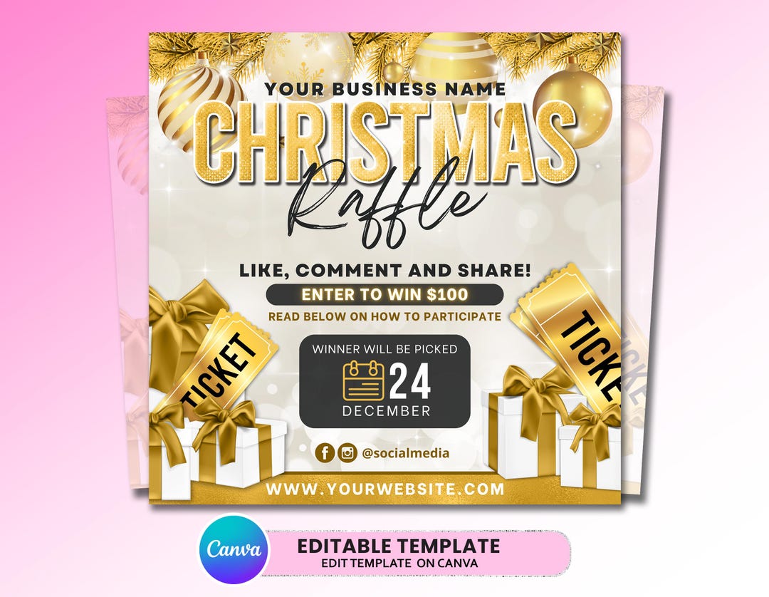 Christmas Raffle Giveaway Flyer, DIY Holiday Flyer, Giveaway Flyer ...