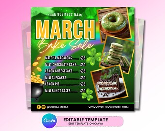 March Bake Sale Flyer, Spring Bakery Flyer, Sweet Treats Flyer, March ...