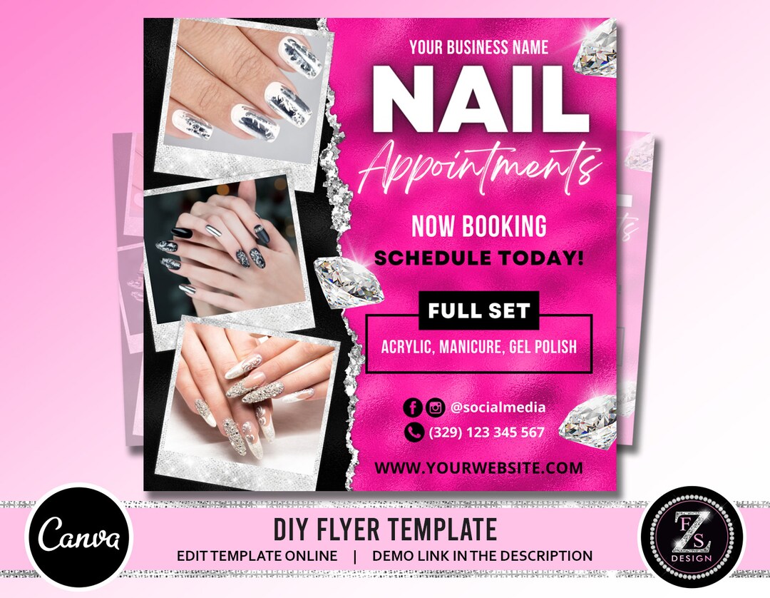 Nail Appointments Flyer, DIY Nails Book Now Available, Nail Flyer ...