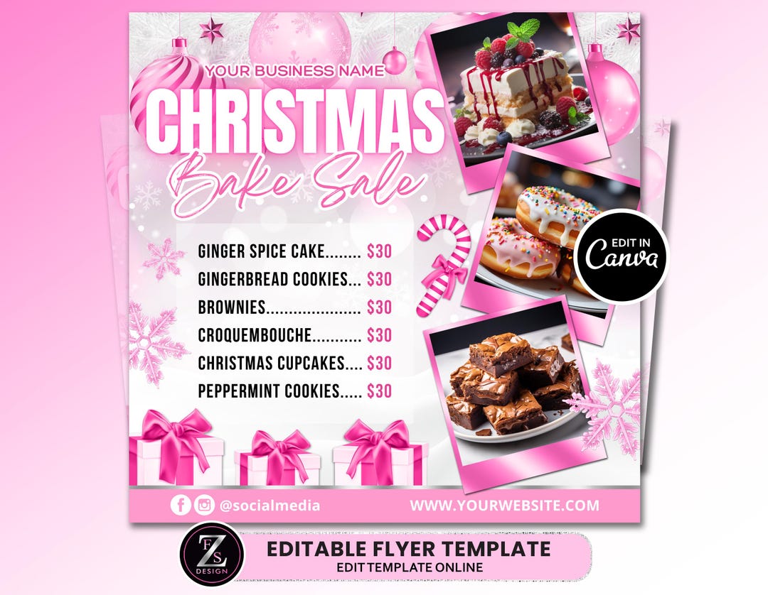 Christmas Bake Sale Flyer, Bakery Flyer, Sweet Treats Flyer, Christmas ...
