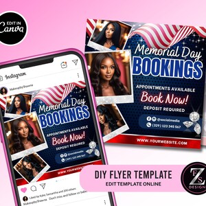 Memorial Day Bookings Flyer, Holiday Makeup Flyer, Memorial Braids ...