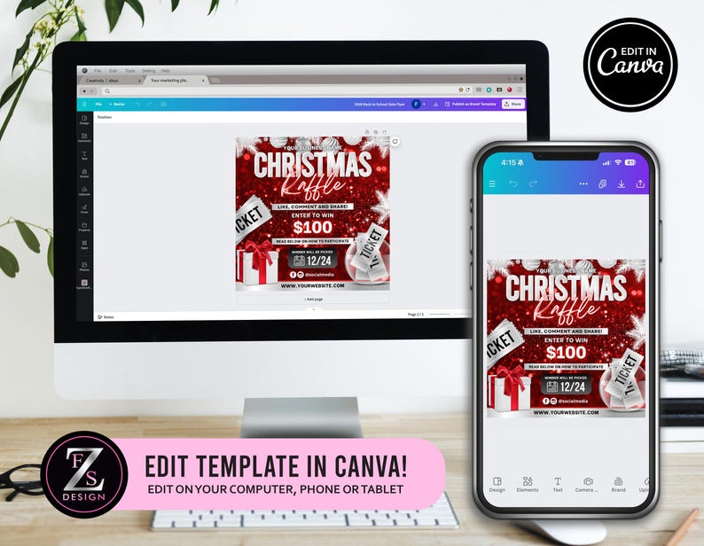 Christmas Raffle Giveaway Flyer, Holiday Flyer, Giveaway Flyer, Holiday ...
