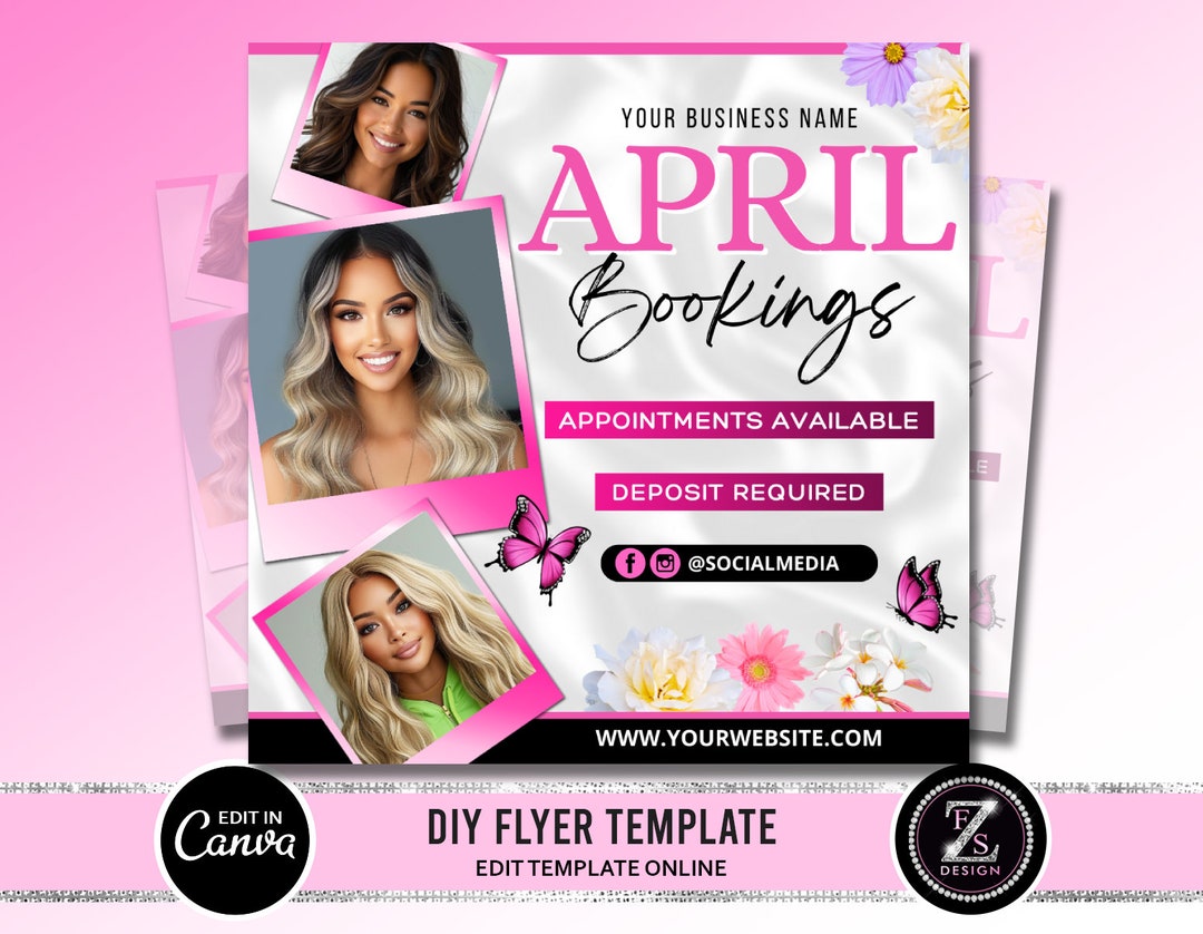 April Bookings Flyer, Book Now Flyer, April Appointment Flyer, April ...