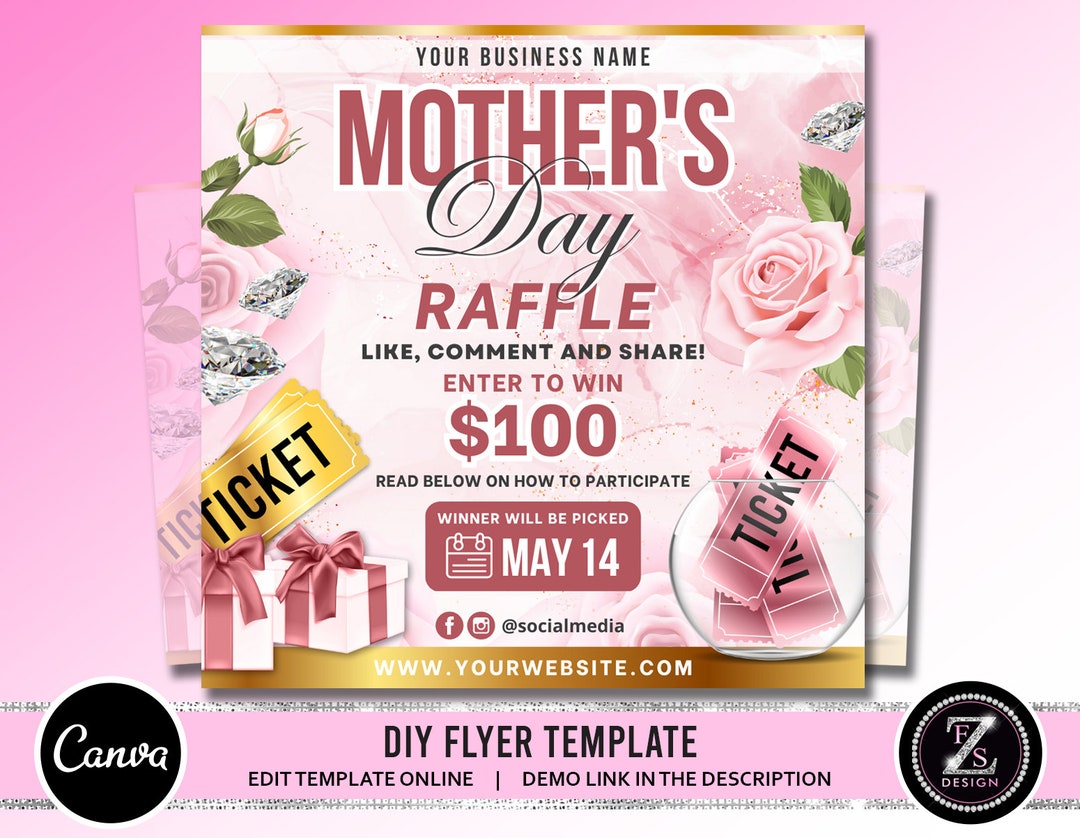 Mothers Day Raffle Giveaway Flyer, DIY May Flyer, Giveaway Flyer ...