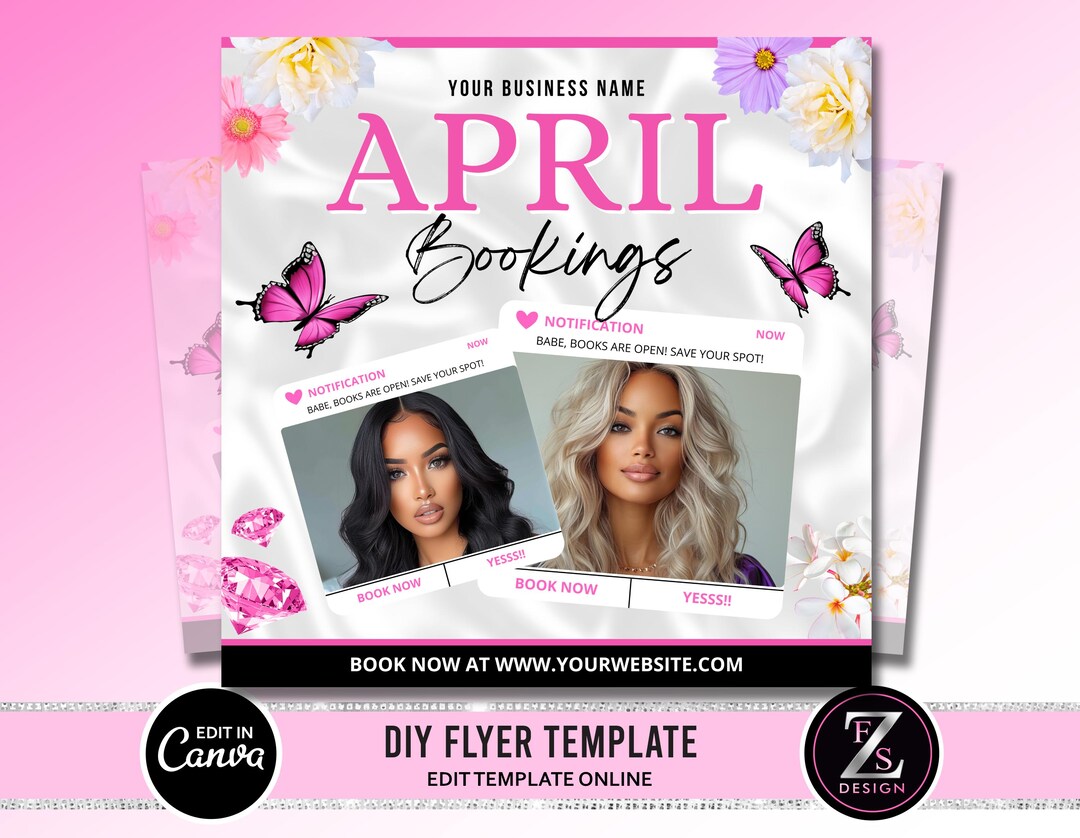 April Bookings Flyer, Book Now Flyer, April Appointment Flyer, April ...