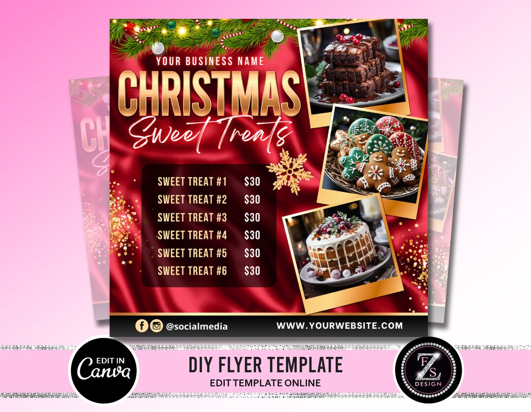 Christmas Bake Sale Flyer, Bakery Flyer, Sweet Treats Flyer, Christmas ...