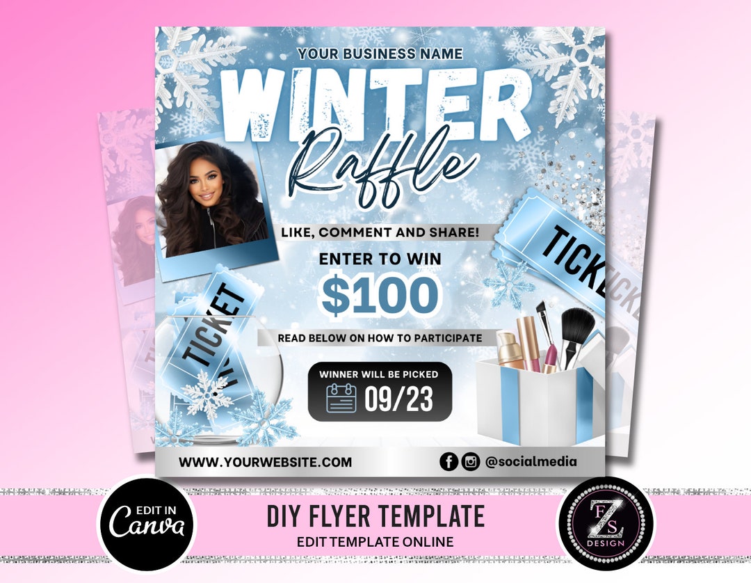 Winter Raffle Giveaway Flyer DIY Winter Flyer Giveaway - Etsy