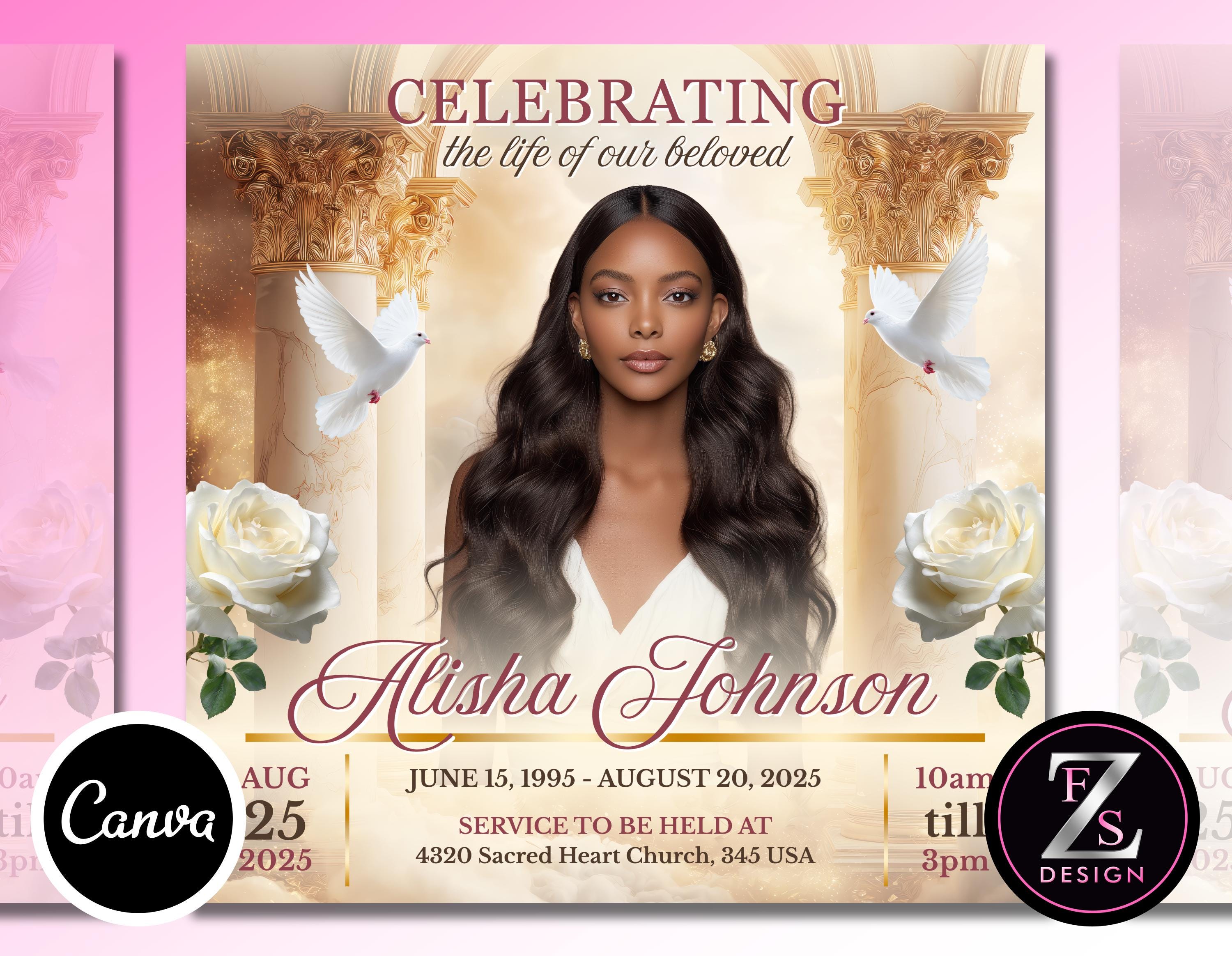 Celebration of Life Flyer, Memorial Funeral Announcement Flyer, Rest in ...