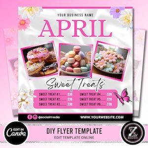 April Bake Sale Flyer, Bakery Flyer, Sweet Treats Flyer, April Dessert ...