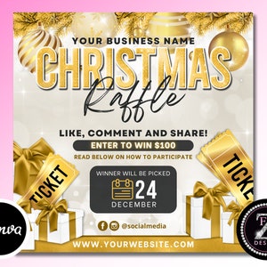 Christmas Raffle Giveaway Flyer, DIY Holiday Flyer, Giveaway Flyer ...