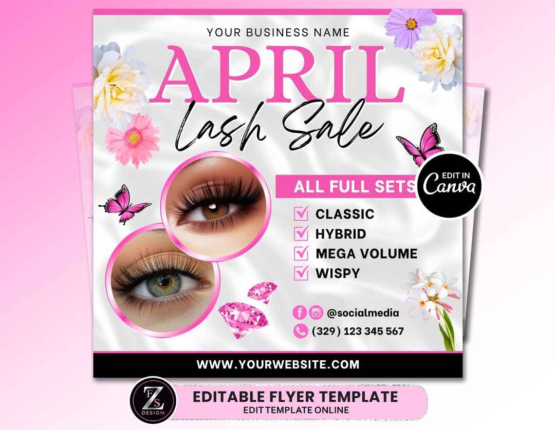 April Lash Sale Flyer, DIY Lash Extensions Flyer, Lash Deals Flyer ...