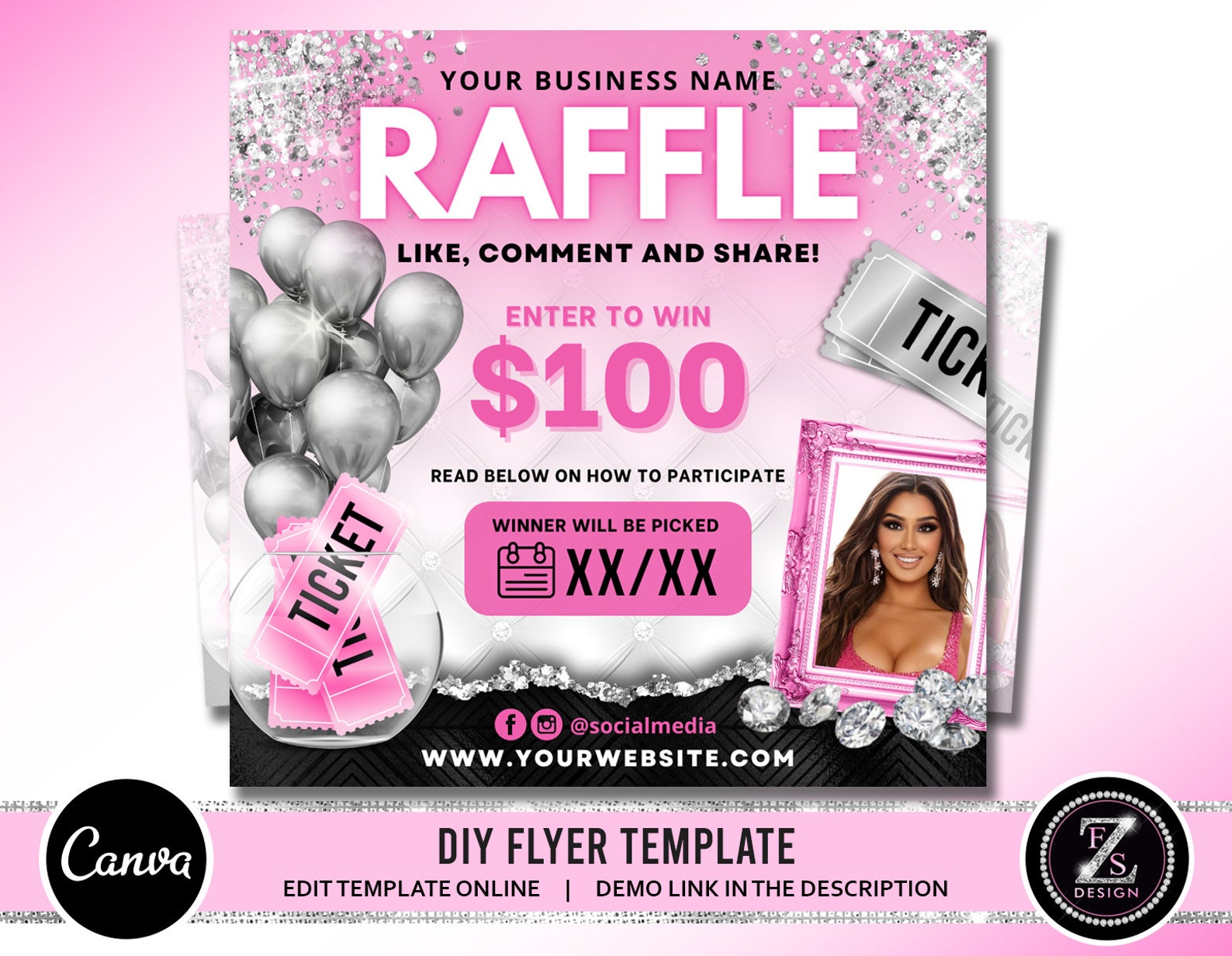 Raffle Flyer DIY Giveaway Flyer Raffle Ticket Flyer Prize - Etsy