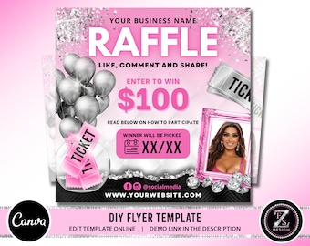 Raffle Flyer Template DIY Business Branding Giveaway Ticket Contest ...
