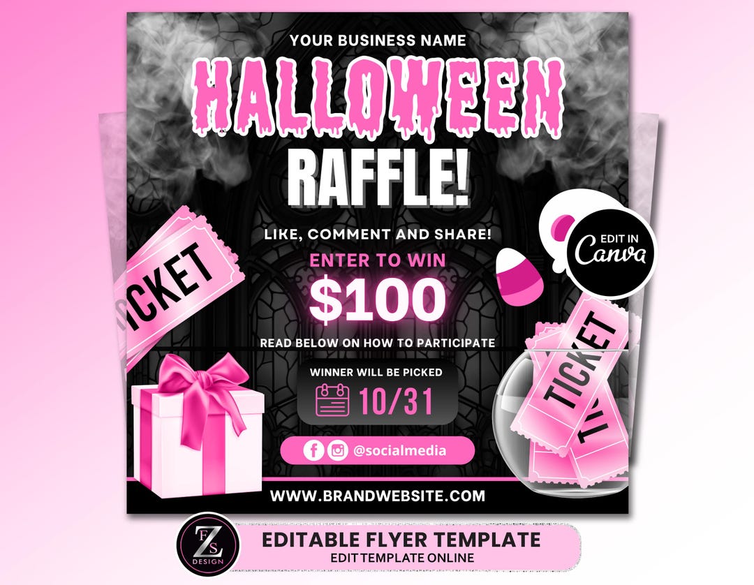 Halloween Raffle Giveaway Flyer, October Flyer, Giveaway Flyer, Raffle ...