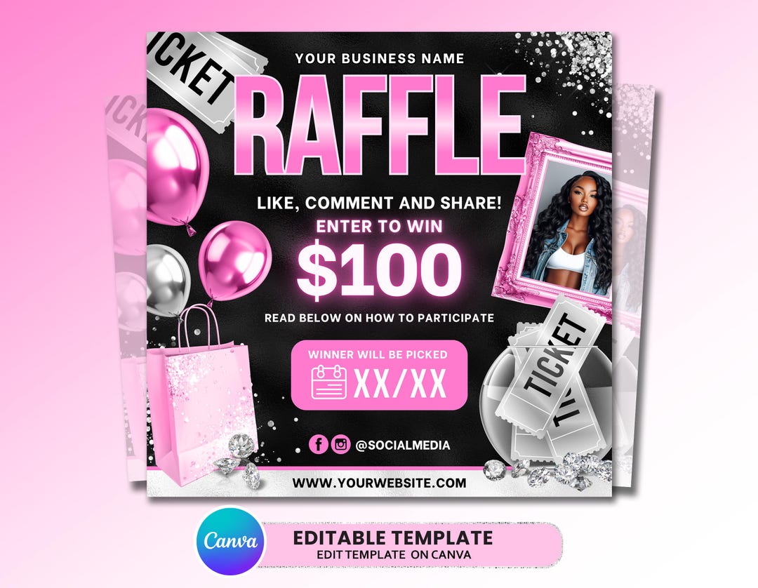 Raffle Giveaway Flyer, Editable Contest Flyer, Hair Lashes Braids Wig ...