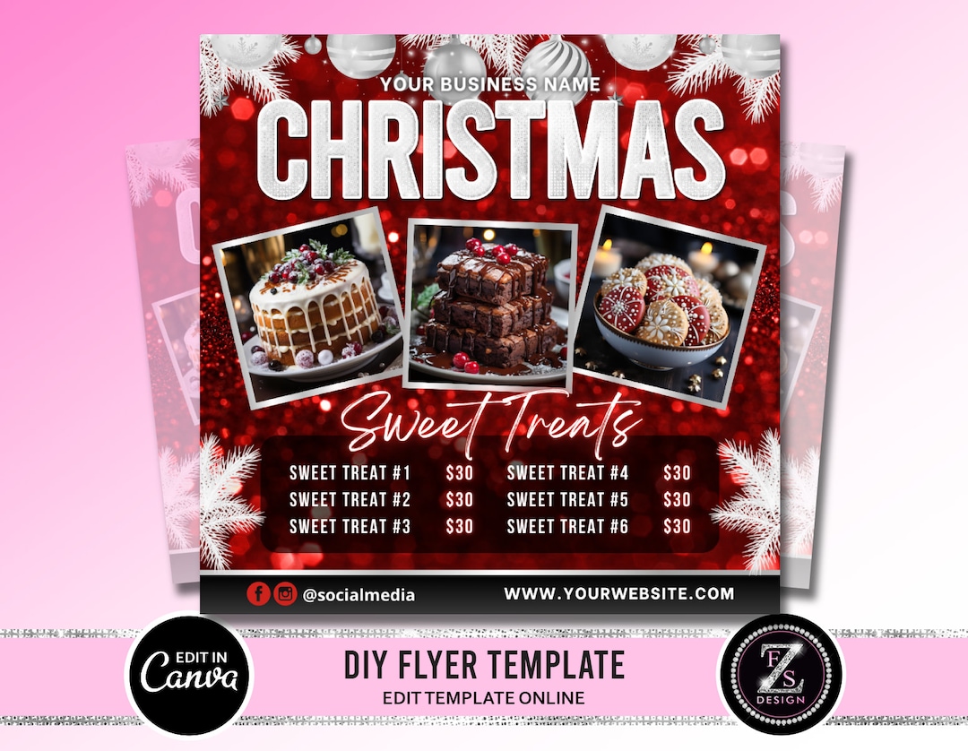Christmas Bake Sale Flyer, Bakery Flyer, Sweet Treats Flyer, Christmas ...