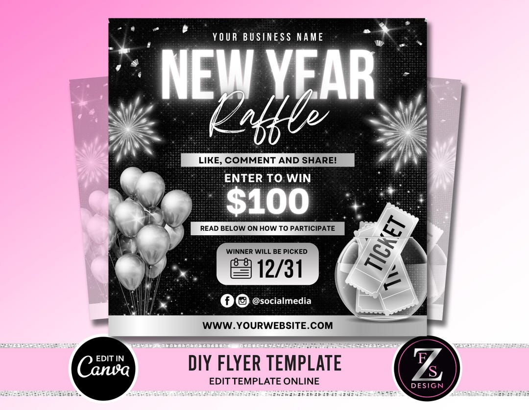 New Year Raffle Giveaway Flyer, Holiday Flyer, Giveaway Flyer, Holiday ...