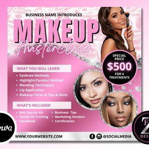 Beauty Makeup Masterclass Flyer, DIY Bookings Social Media Instagram ...