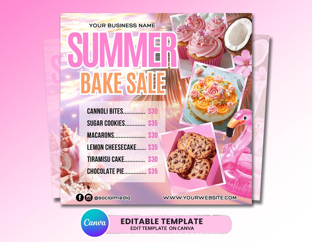 Summer Bake Sale Flyer, Bakery Flyer, Sweet Treats Flyer, Summer Flyer ...