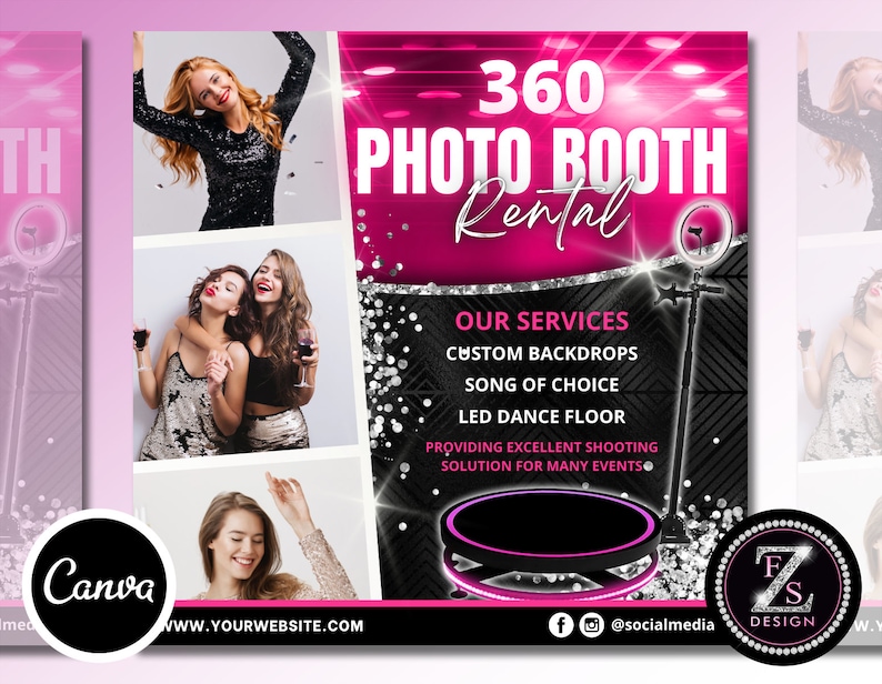 360 Photo Booth Rental Flyer DIY Party Rental Flyer Instagram - Etsy