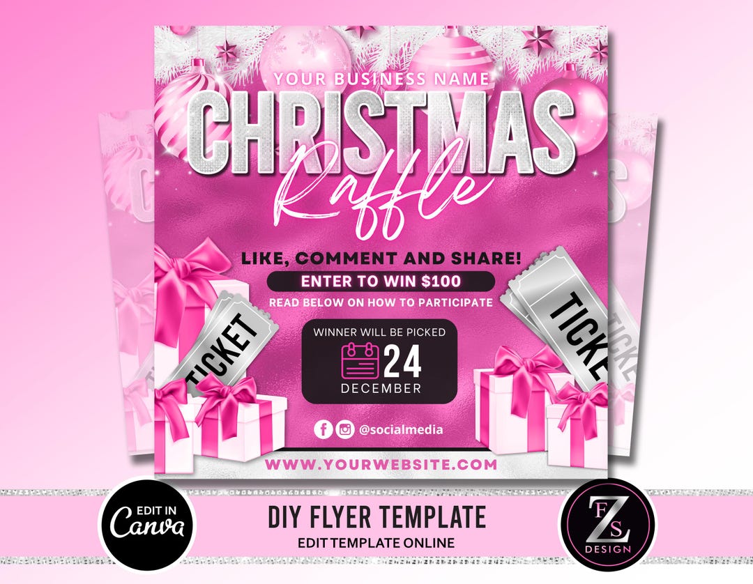 Christmas Raffle Giveaway Flyer, DIY Holiday Flyer, Giveaway Flyer ...