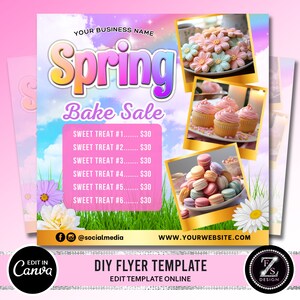 Spring Bake Sale Flyer, Bakery Flyer, Spring Sweet Treats Flyer, Spring ...