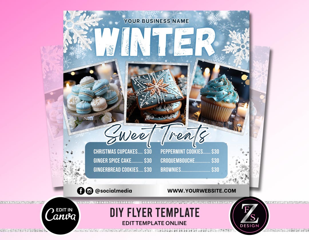 Winter Bake Sale Flyer, Bakery Flyer, Winter Sweet Treats Flyer, Winter ...