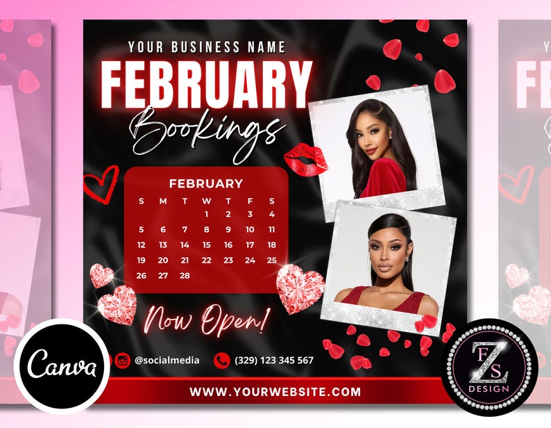 February Bookings Flyer Valentines Day Book Now Flyer - Etsy
