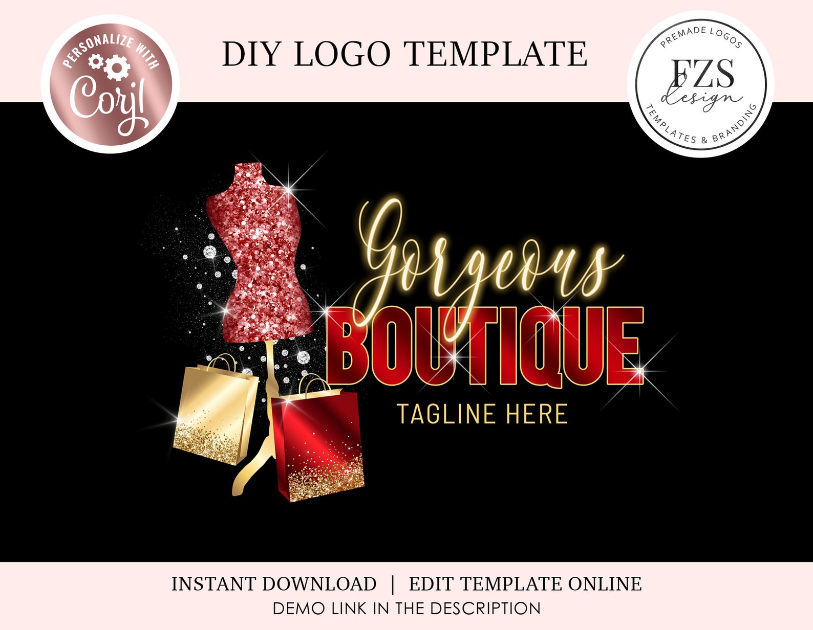 DIY Boutique logo design shopping bag logo fashion style logo | Etsy