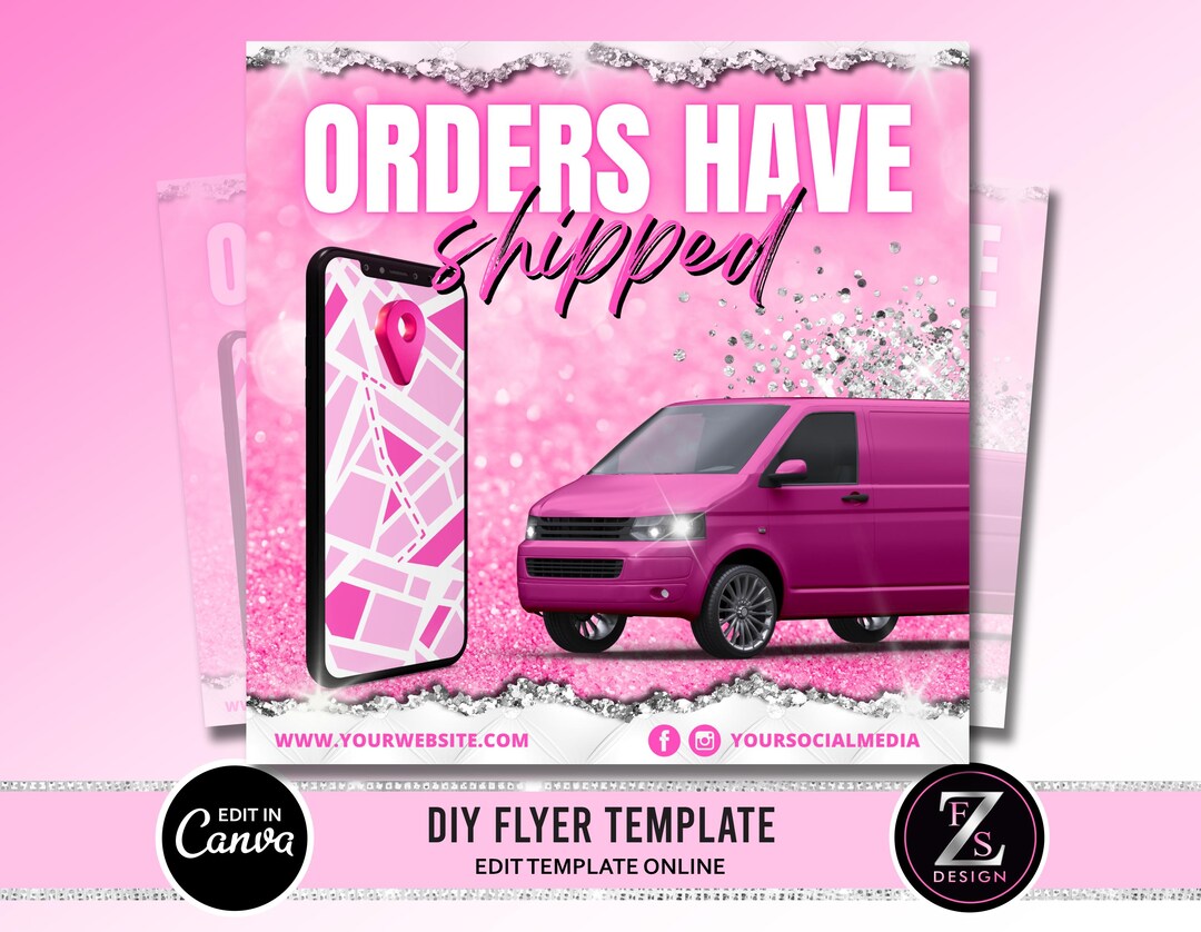 Orders Shipped Flyer, DIY Social Media Instagram Delivery Hair Stylist ...