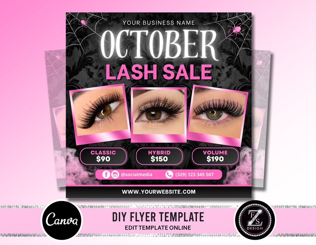 October Lash Sale Flyer, Lash Extensions Flyer, Lash Deals Flyer ...