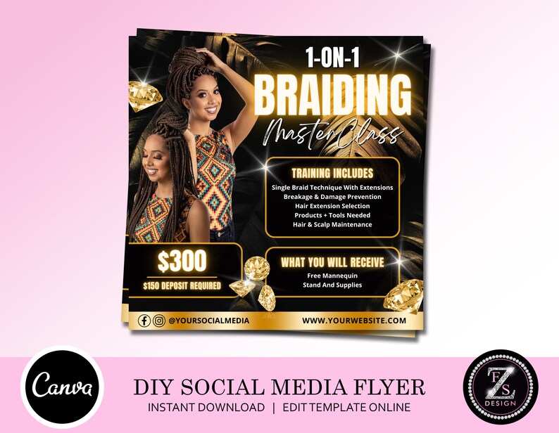 Braiding Class Flyer DIY Hair Flyer Braids Training Flyer - Etsy