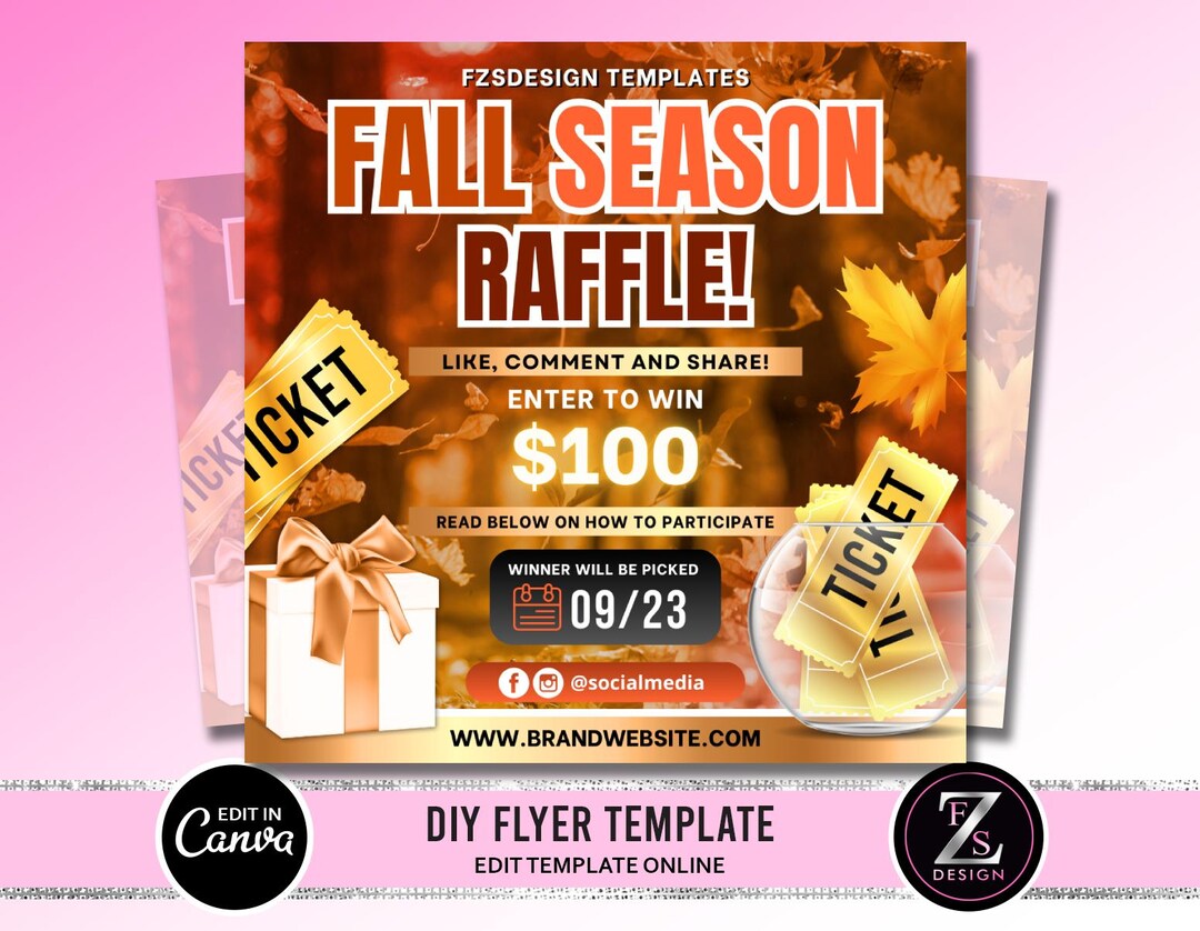 Fall Raffle Giveaway Flyer, DIY Fall Flyer, Giveaway Flyer, Raffle ...