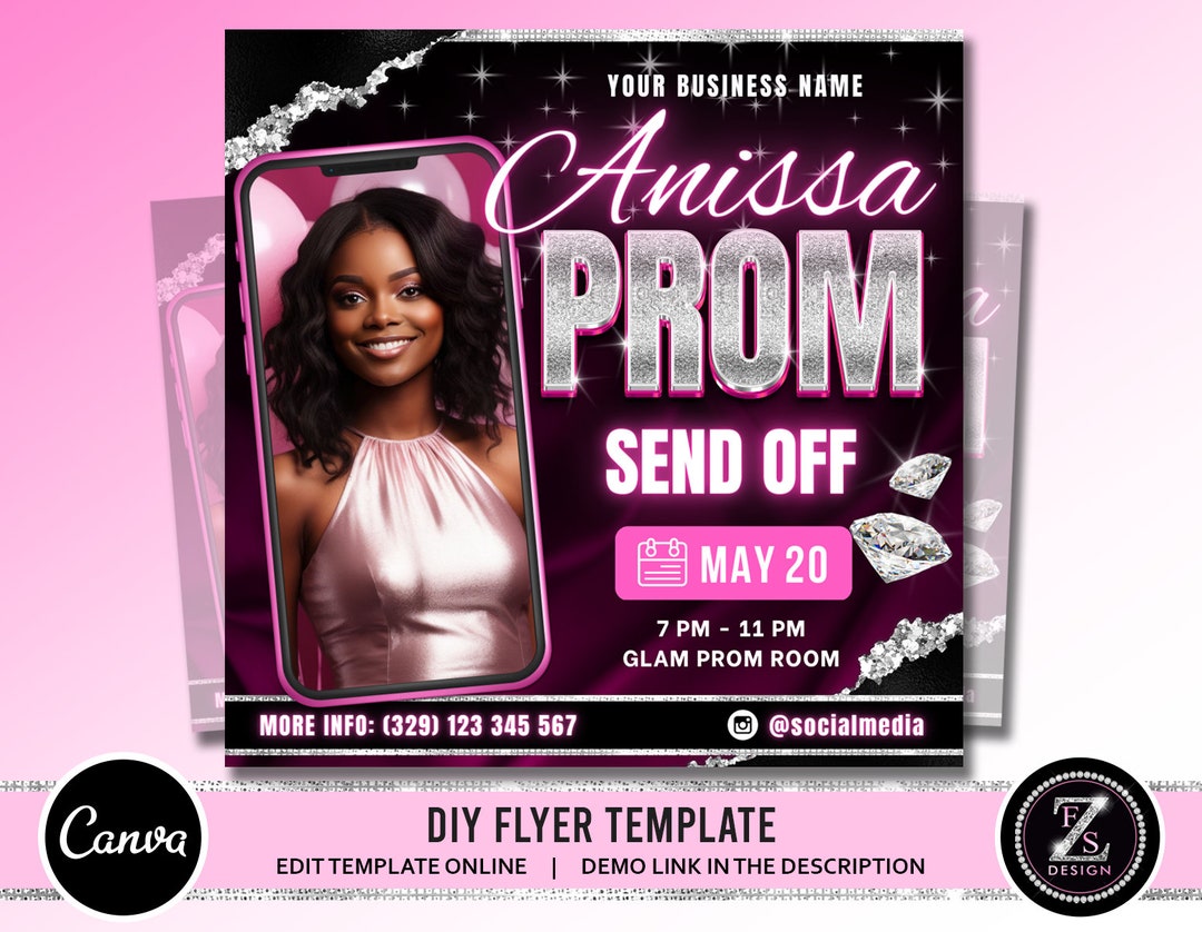 Prom Send off Flyer, Senior Night Flyer, Prom Makeup Flyer, Graduation ...