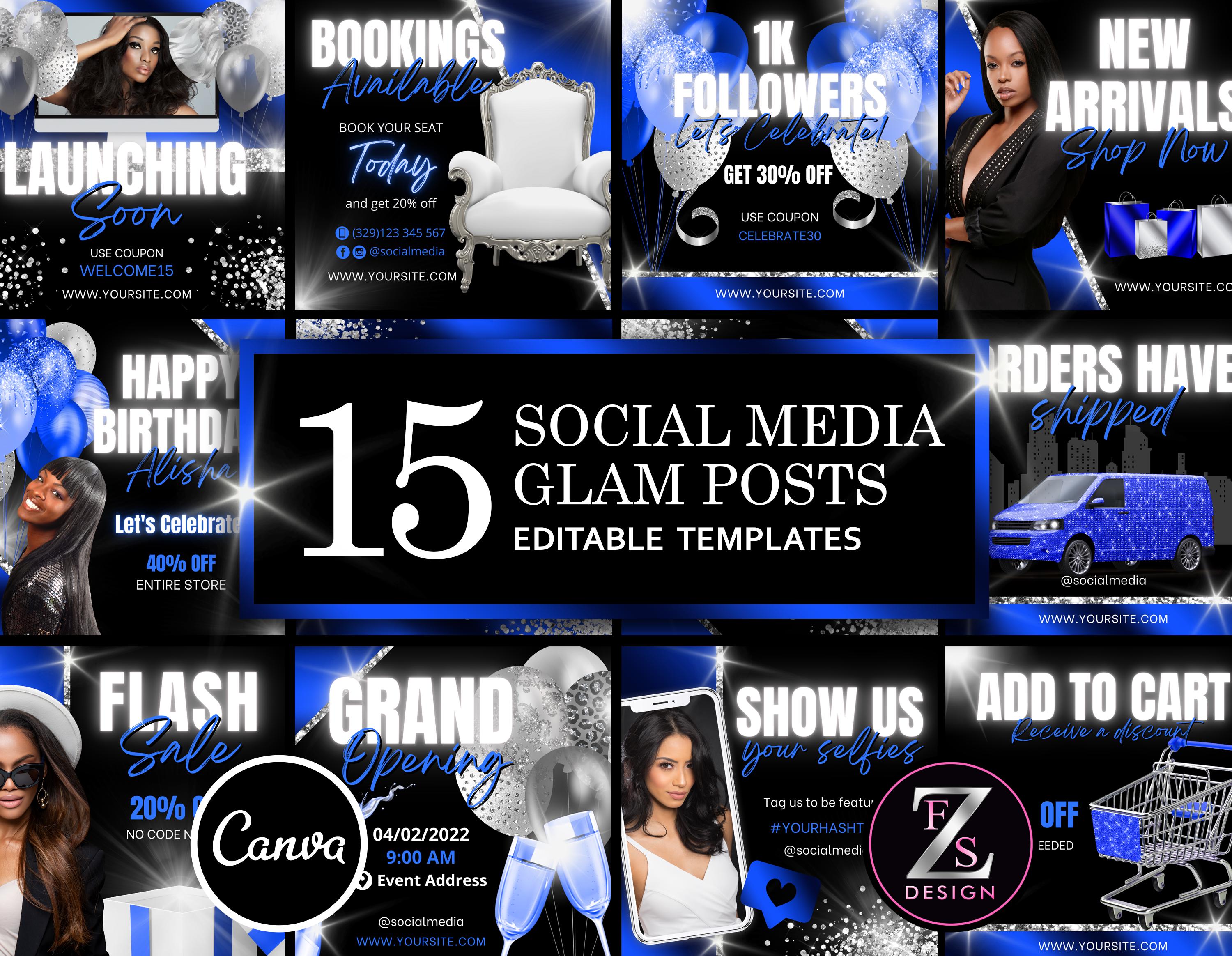 Metallic Royal Blue And Silver Holiday Party Flyer Templates Free