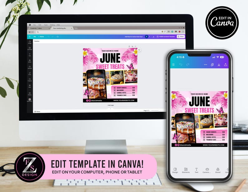 June Bakery Flyer, Bake Sale Flyer, Sweet Treats Flyer, Summer Flyer ...