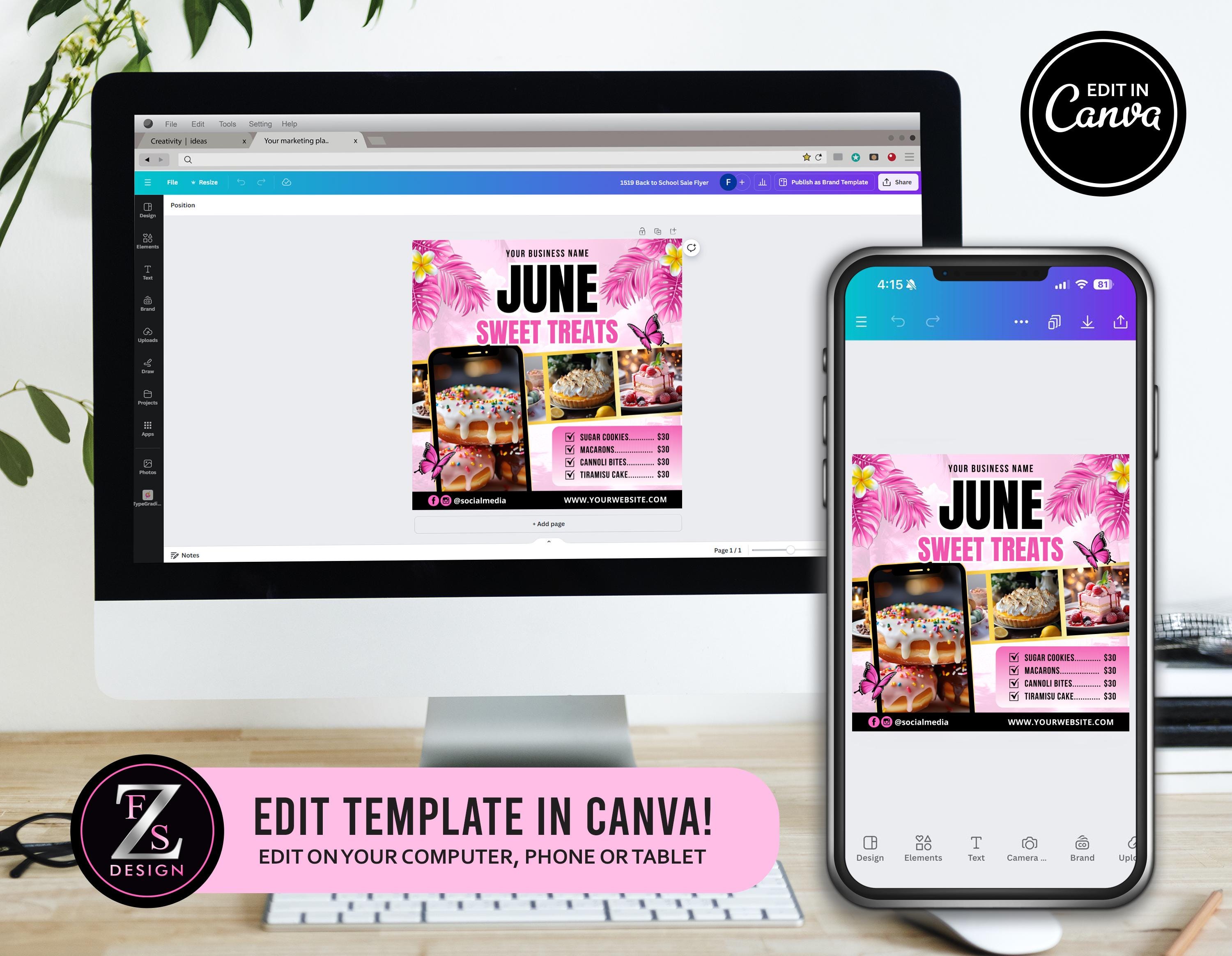 June Bakery Flyer, Bake Sale Flyer, Sweet Treats Flyer, Summer Flyer ...