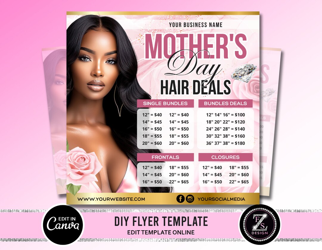 Mothers Day Hair Sale Flyer, Hair Sale Price List, Wig Prices Flyer ...