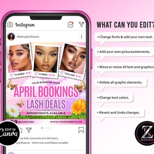 April Lash Sale Flyer, Lash Extensions Flyer, Lash Deals Flyer, April ...