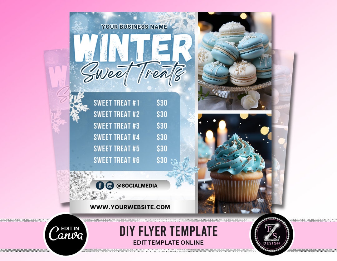Winter Bake Sale Flyer, Bakery Flyer, Winter Sweet Treats Flyer, Winter ...