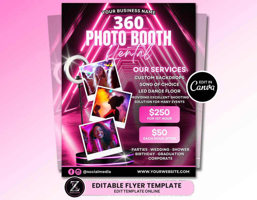 360 Photo Booth Rental Flyer, Party Rental Flyer, DIY Booth Bookings ...