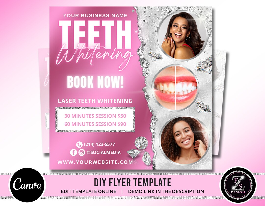 Teeth Whitening Dental Flyer DIY Appointments Social Media - Etsy
