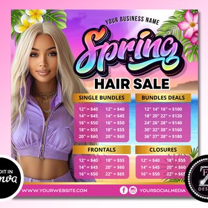 Spring Hair Sale Flyer, Hair Prices Flyer, Hair Flyer, DIY Wig Sale ...