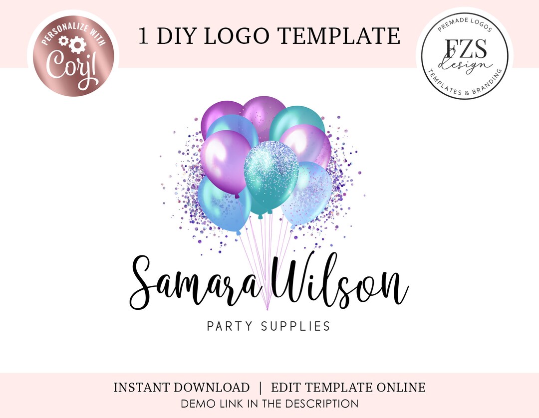 Party Decor Logo Balloons Logo Party Supplies Logo Events Logo Premade ...