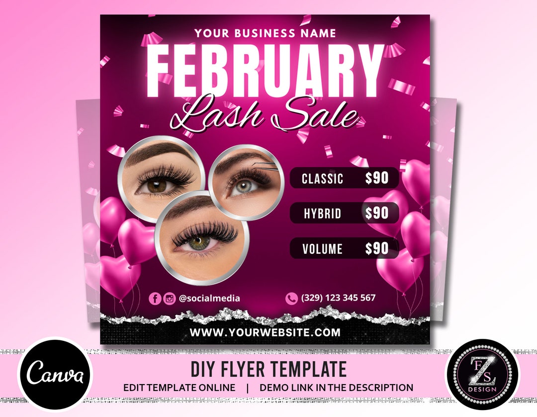 February Lash Sale Flyer, V-day Flyer, DIY Lash Extensions Flyer ...