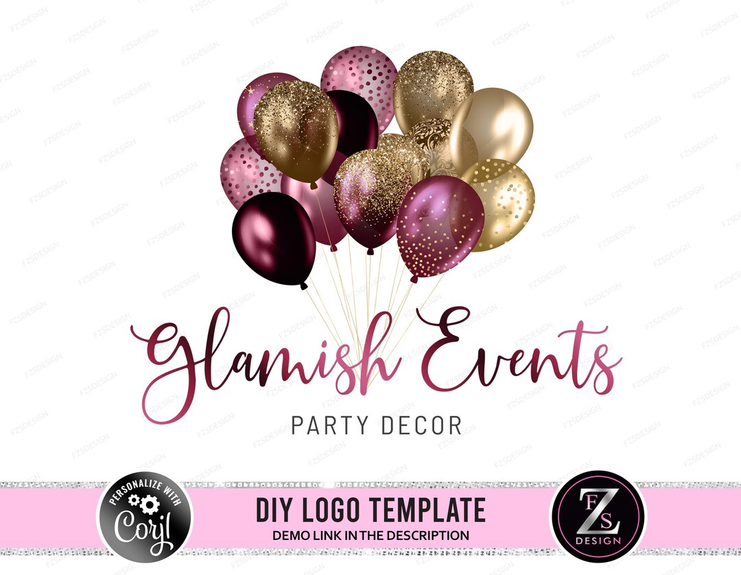 Party Decor Logo Design Balloons Logo Event Planner Logo Diy Logo Party ...