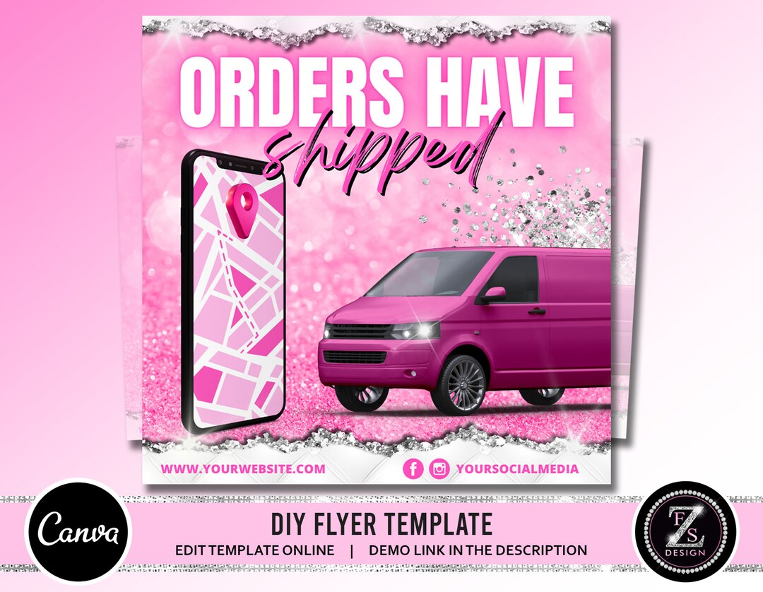 Orders Shipped Flyer, DIY Social Media Instagram Delivery Hair Stylist ...
